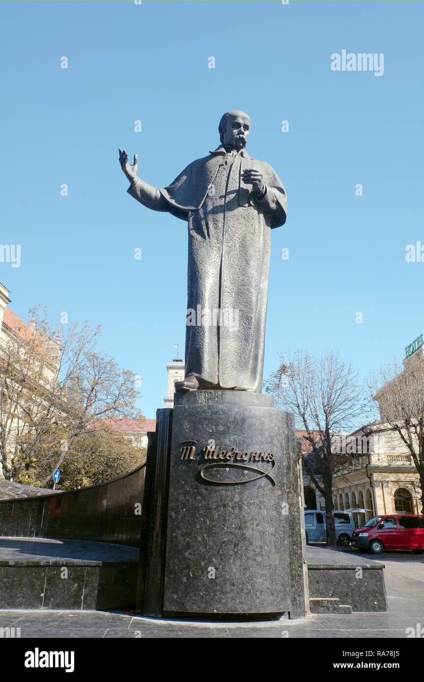 Monument Taras Shevchenko, Lviv, Ukraine, Eastern Europe Stock Photo ...