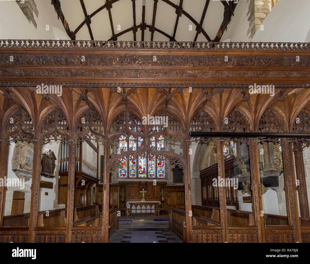Interior view church of, Fowey, Cornwall, England, Great Britain Stock ...