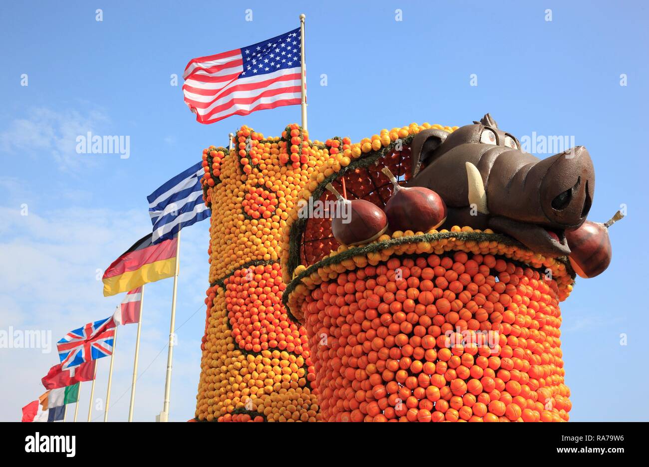 Sculptures made of citrus fruits, float during a parade, Lemon Festival ...