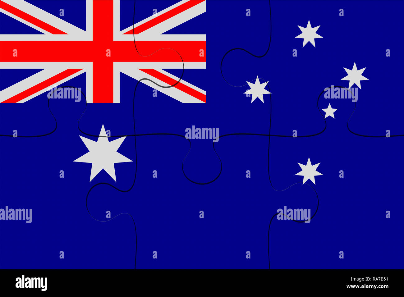 Australia Flag Jigsaw Puzzle, 3d illustration background Stock Photo ...