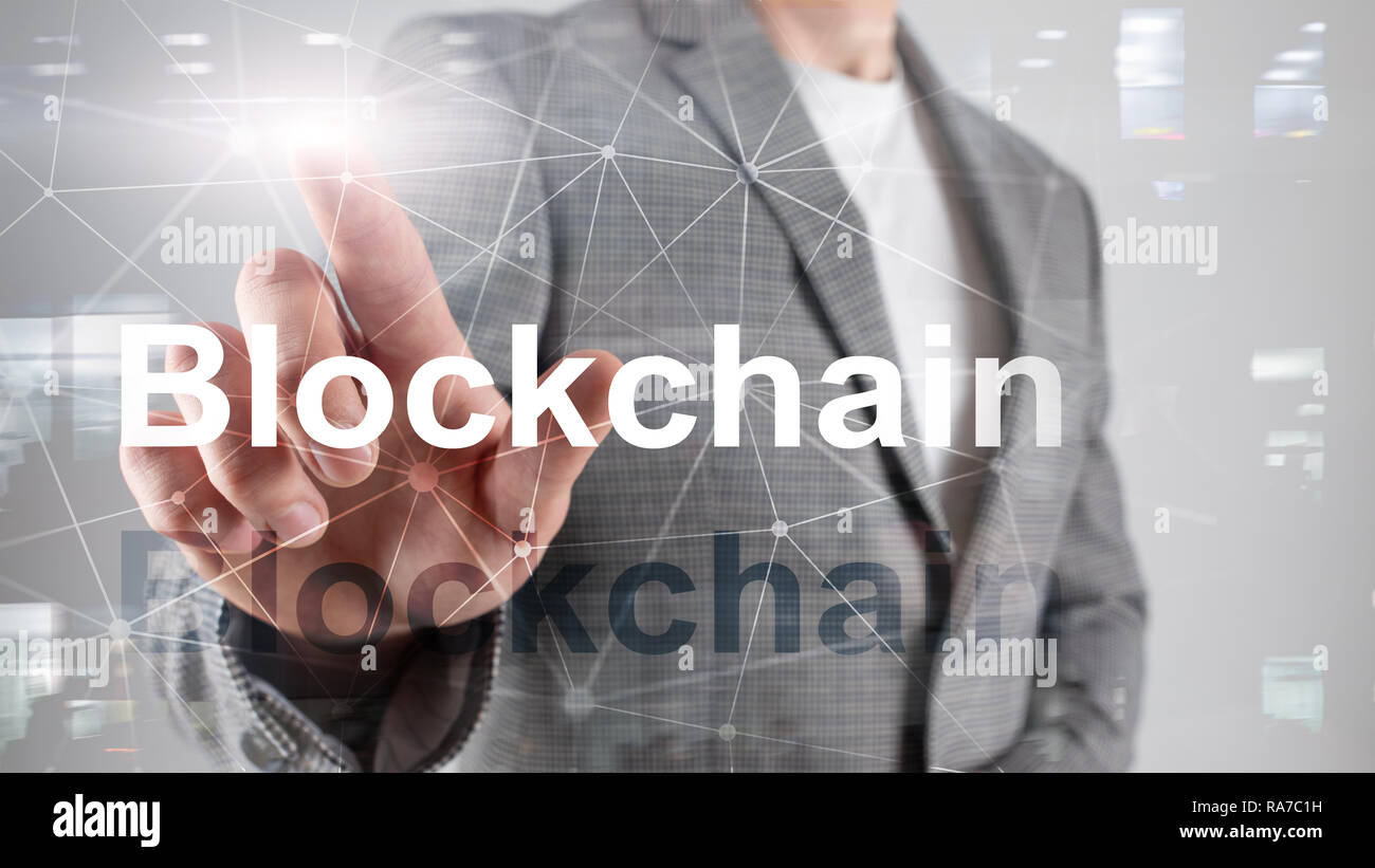 Blockchain technology Concept on server background. Data encryption Stock Photo - Alamy
