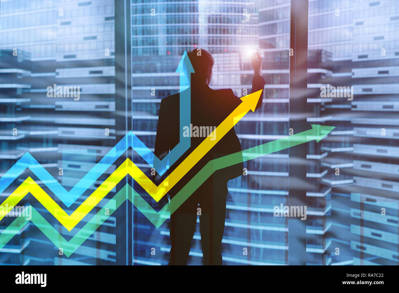 Financial growth arrows graph. Investment and trading concept Stock ...