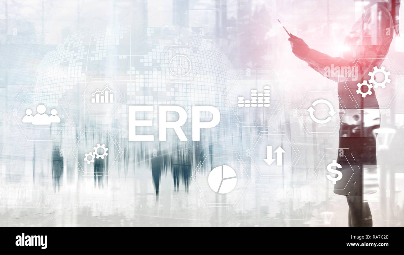 ERP system, Enterprise resource planning on blurred background ...