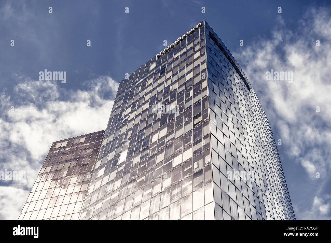 Paris, France - September 30, 2017 :Towers with glass facade glazing on ...