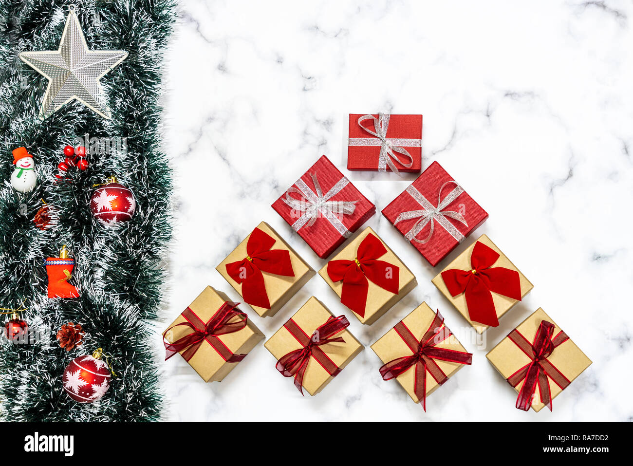 Christmas boxes on white background Stock Photo - Alamy