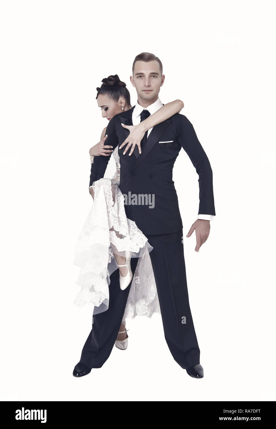 dance ballroom couple in a dance pose isolated on white background ...