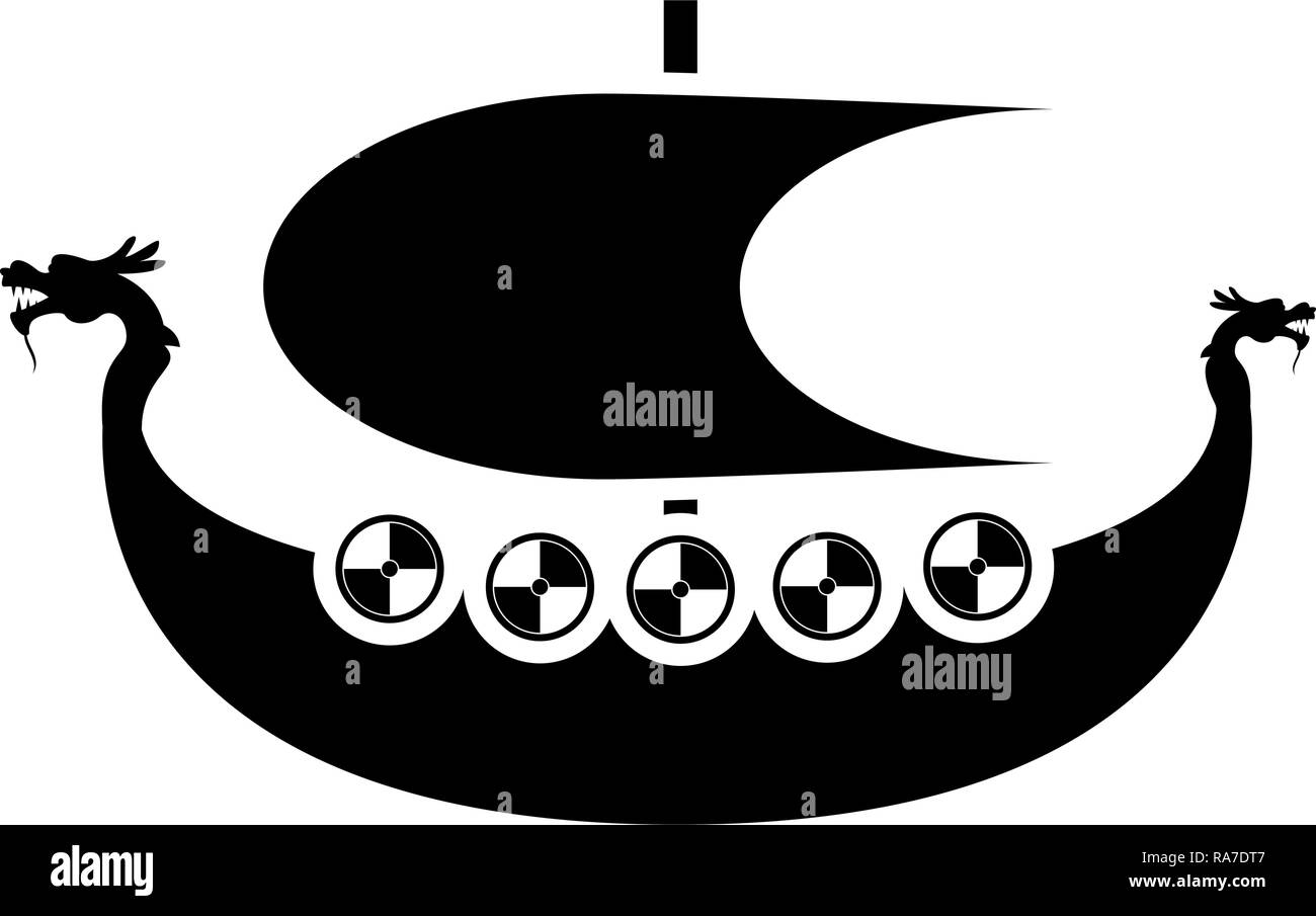 Viking drakkar Dracar sailboat Viking's ship Viking boat icon black ...