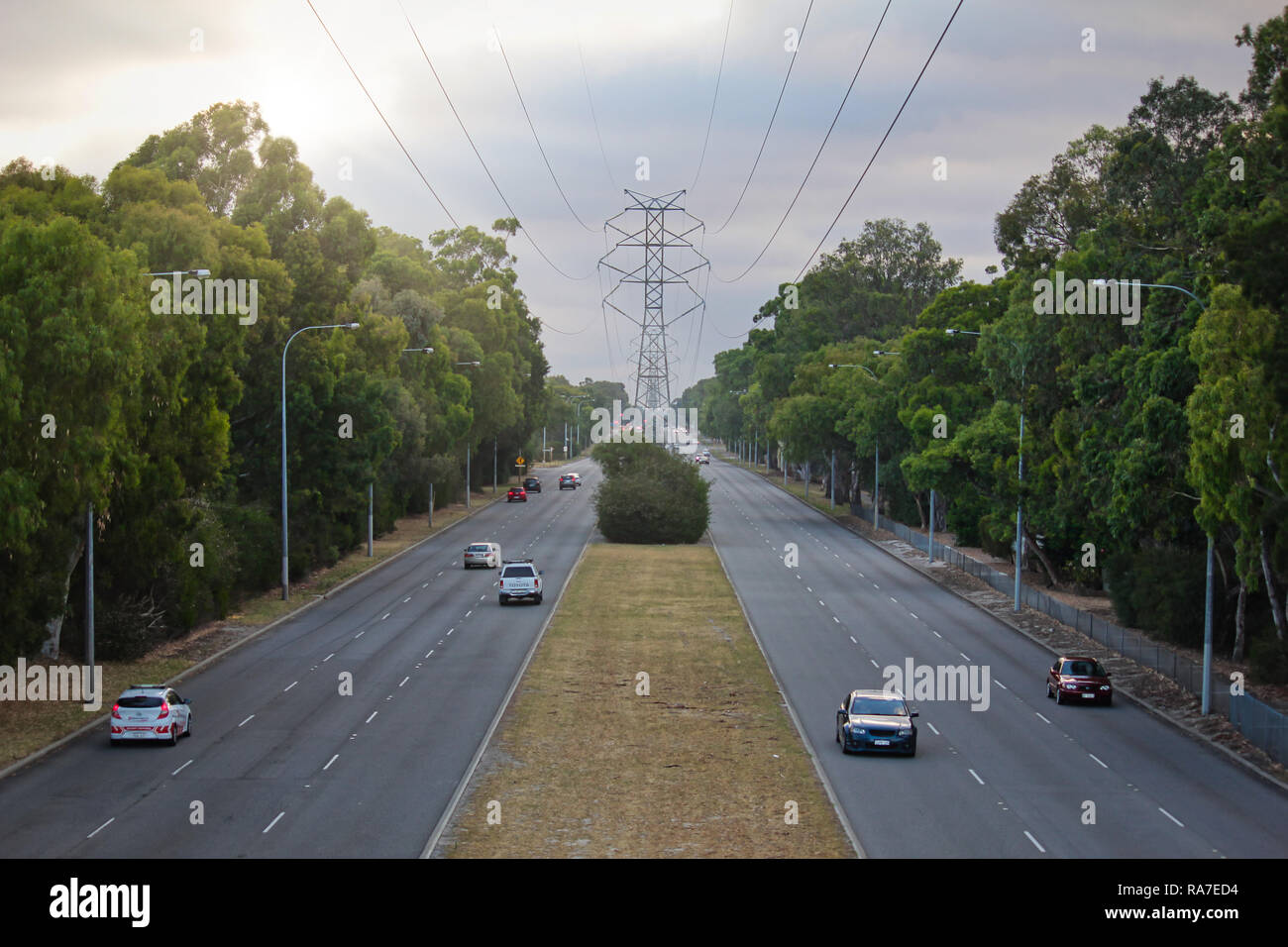 Road and Powerlines Stock Photo - Alamy