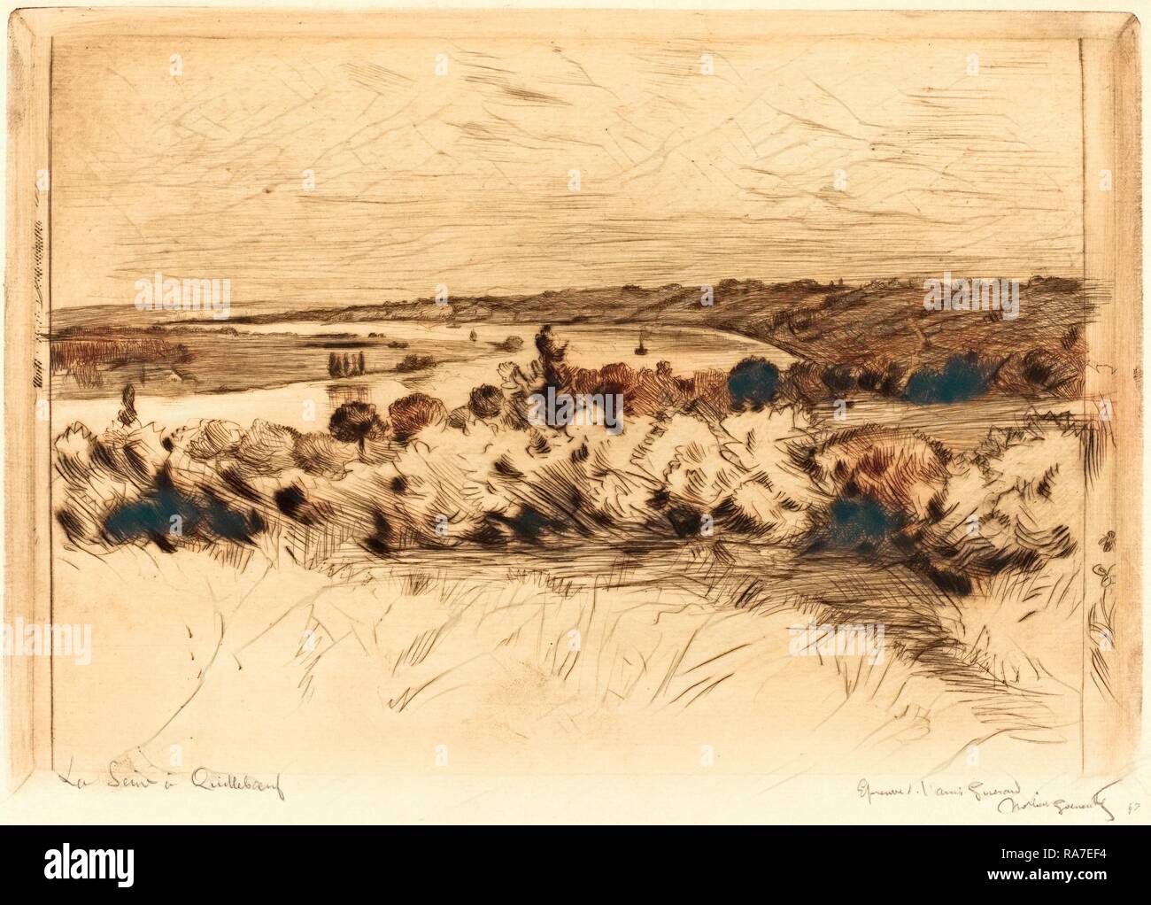 Norbert Goeneutte, French (1854-1894), The Seine at Quilleboeuf (La ...