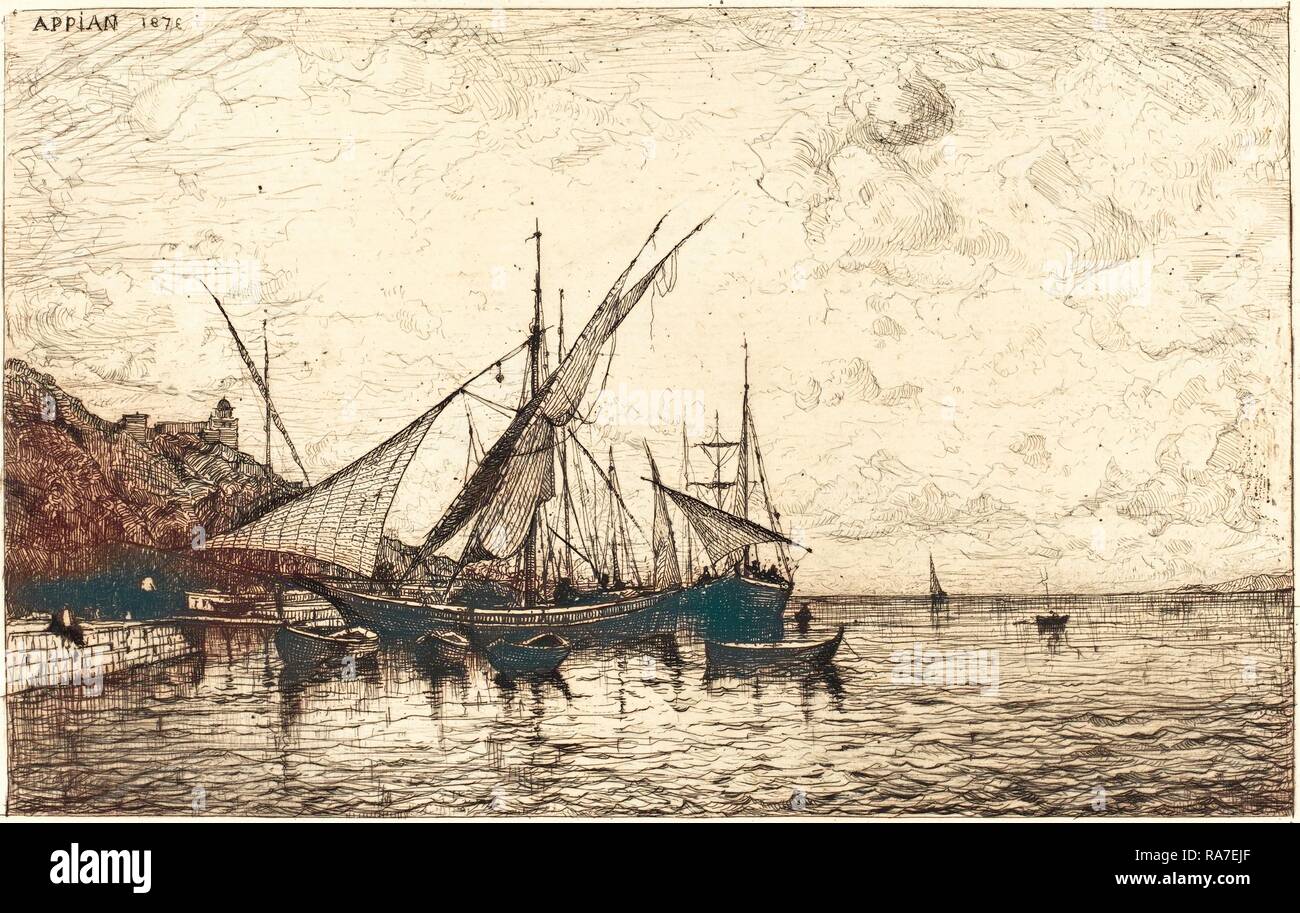 Adolphe Appian, French (1818-1898), The Port of Monaco, 1873, etching ...