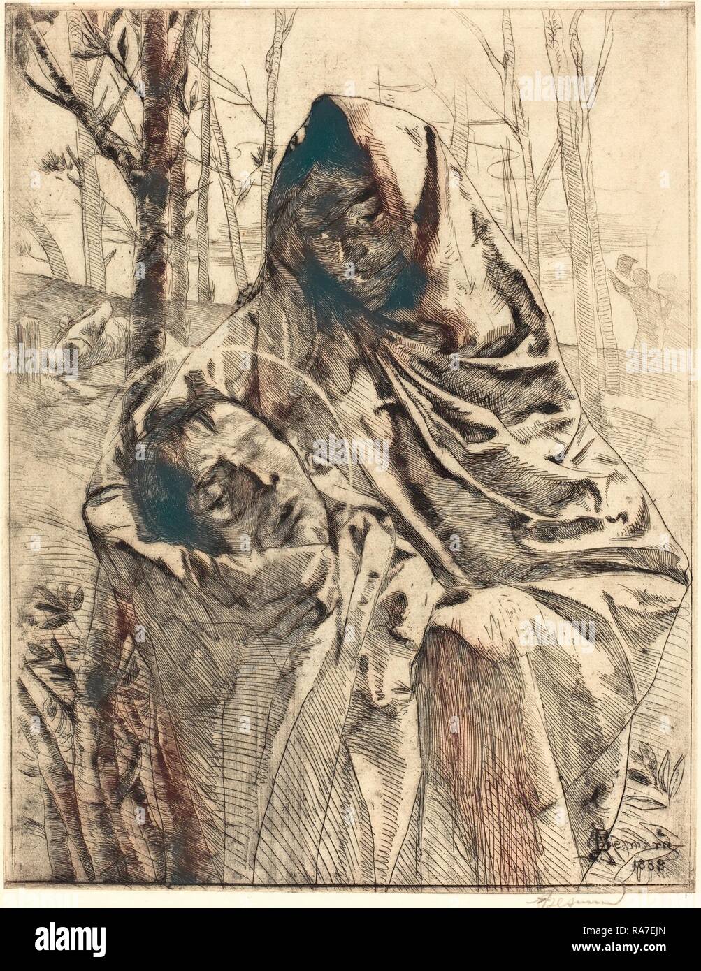 Albert Besnard, French (1849-1934), A Martyr, 1883, etching. Reimagined ...