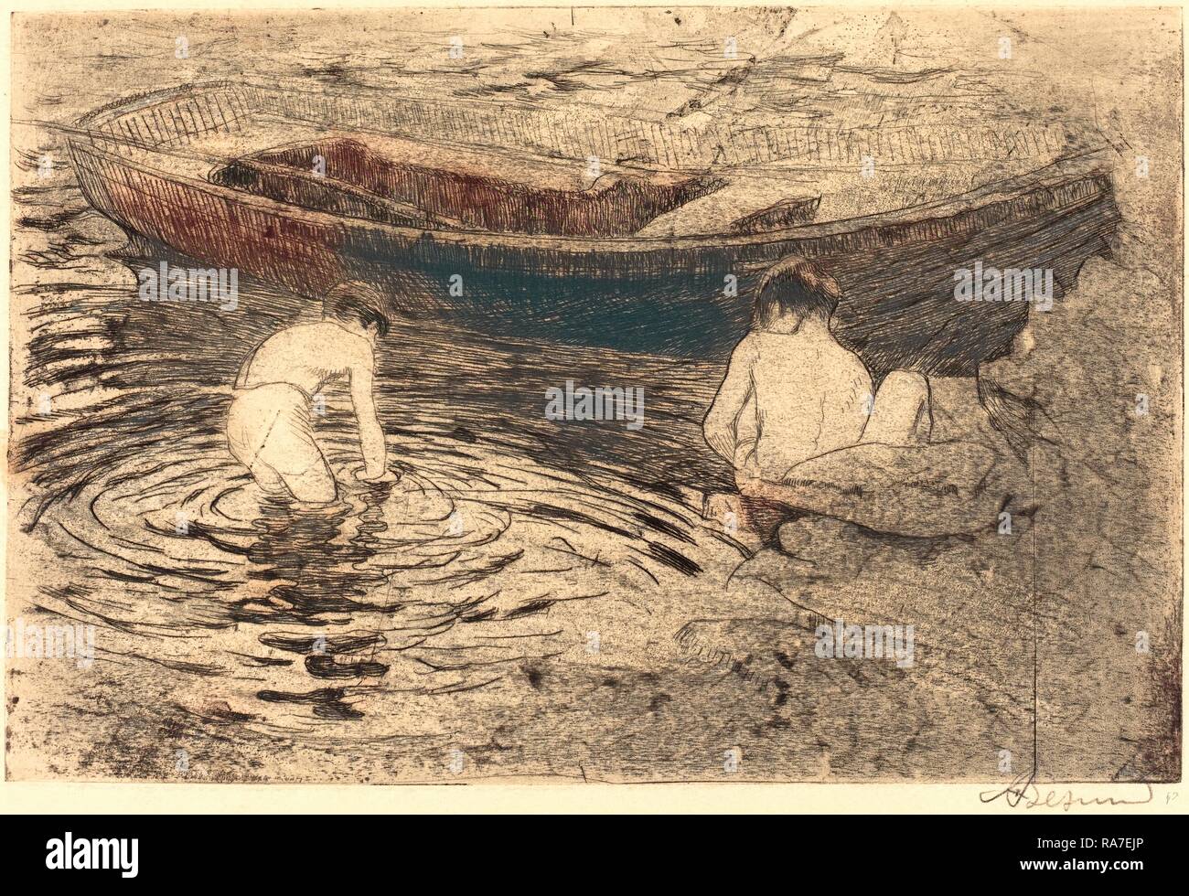 Albert Besnard, French (1849-1934), Bathing at Talloires (La baignade à ...