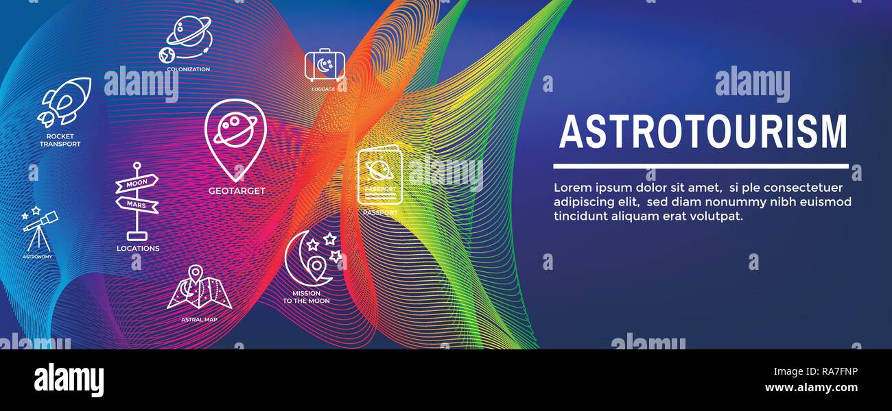 Astrotourism Space Travel or Tourism Web Header Banner w spaceship ...