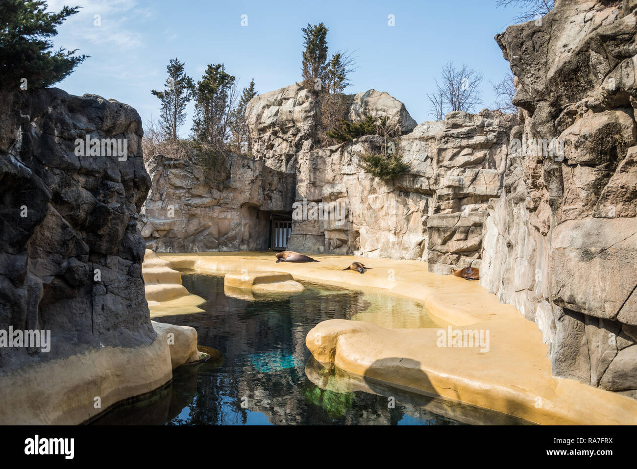 Zoo enclosure landscape Stock Photo - Alamy