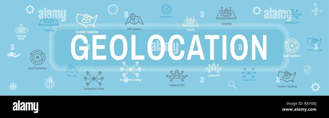 Geo Location Targeting w GPS Positioning and Geolocation Icon Set web ...