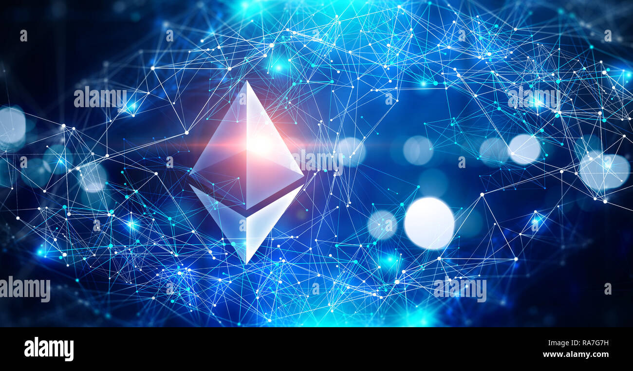 Ethereum symbol and connection lines Stock Photo - Alamy