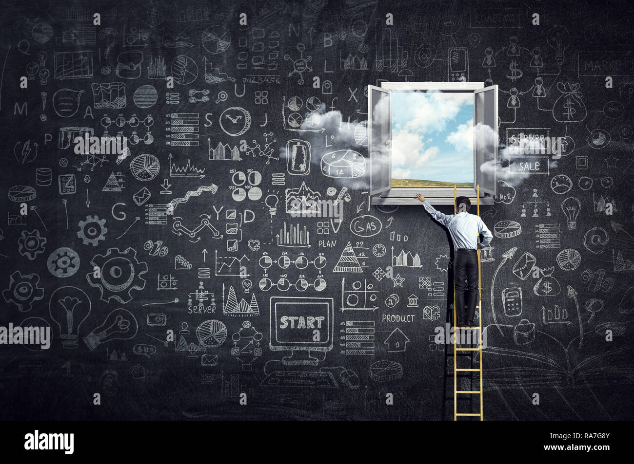 Window to success. Mixed media Stock Photo - Alamy