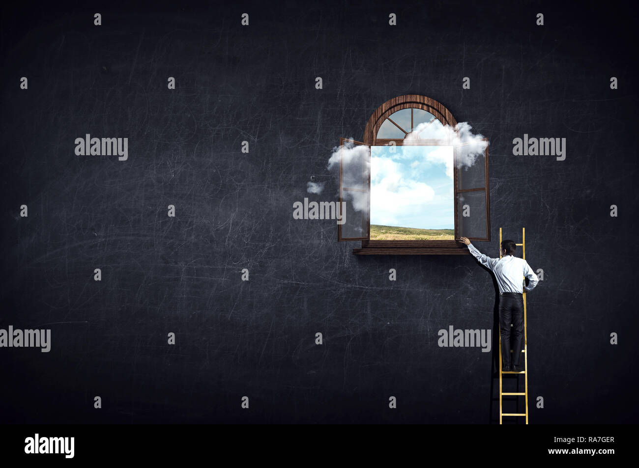 Window to success. Mixed media Stock Photo - Alamy