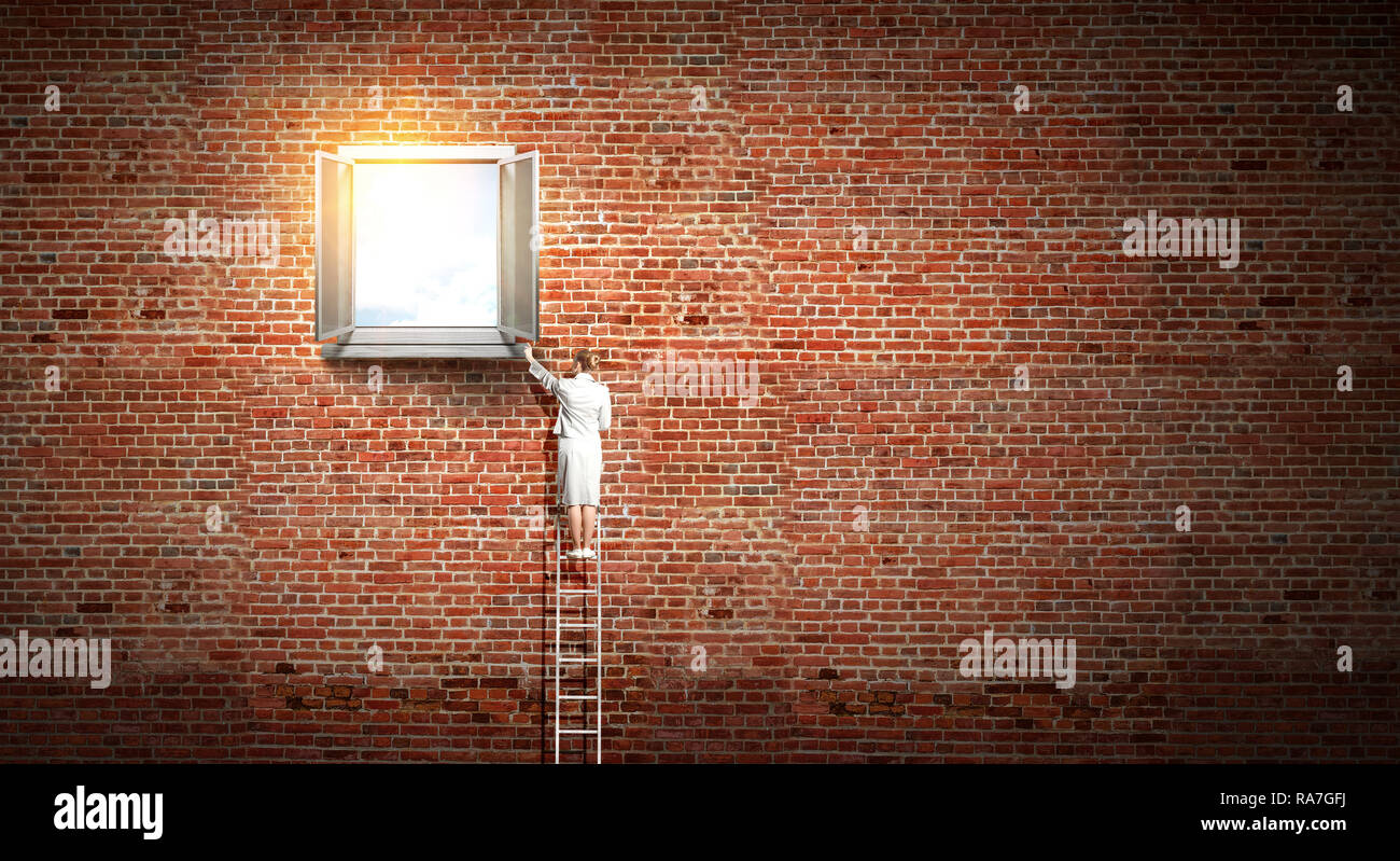 Window to success. Mixed media Stock Photo - Alamy