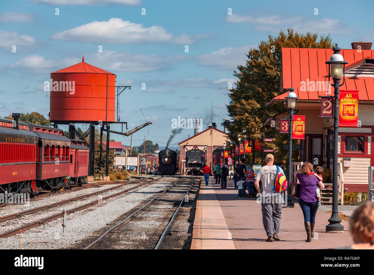 Strasburg, PA, USA - October 16, 2015: The Strasburg Rail Road steam ...