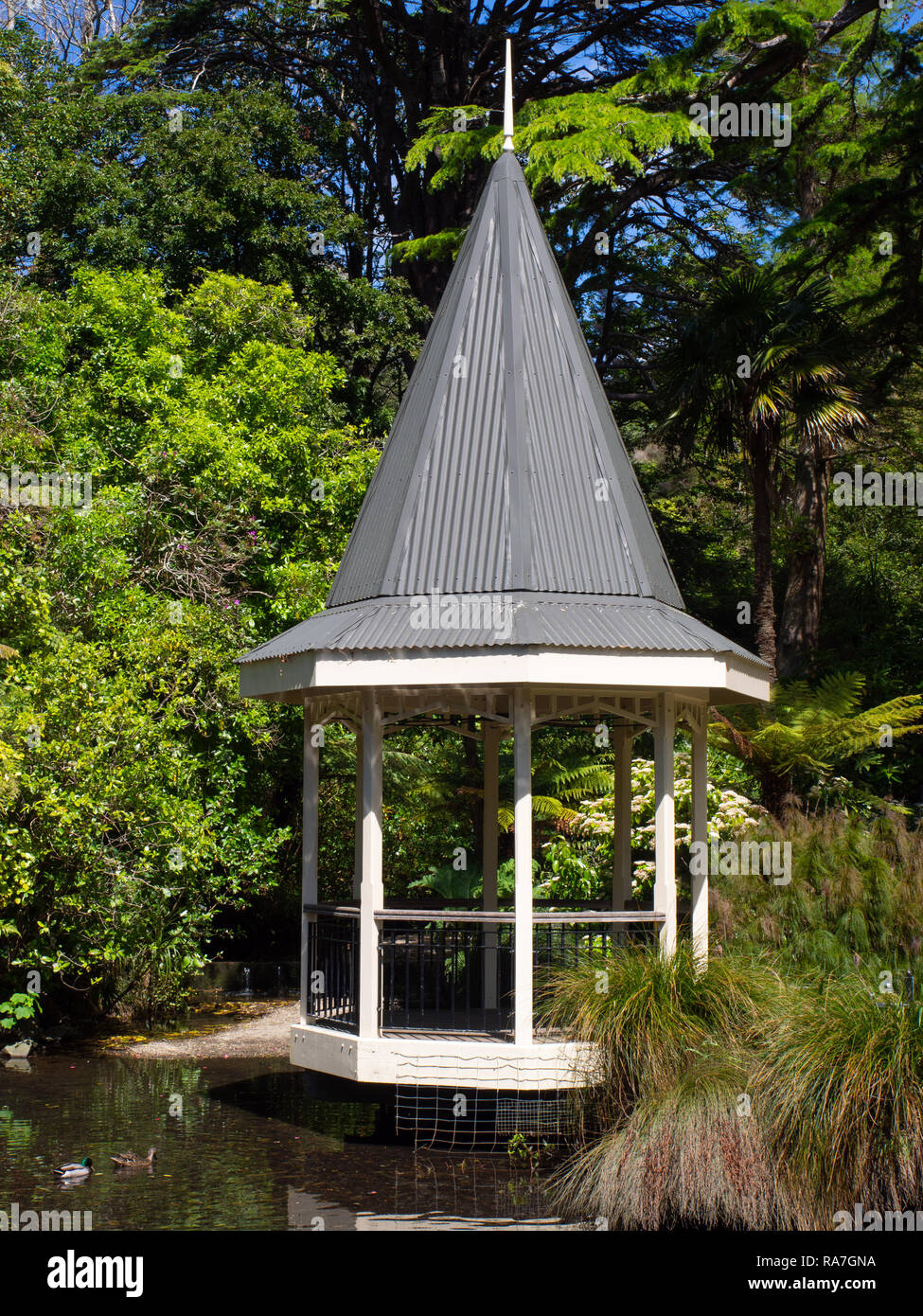 Gazebo At The Duck Pond Stock Photo - Alamy