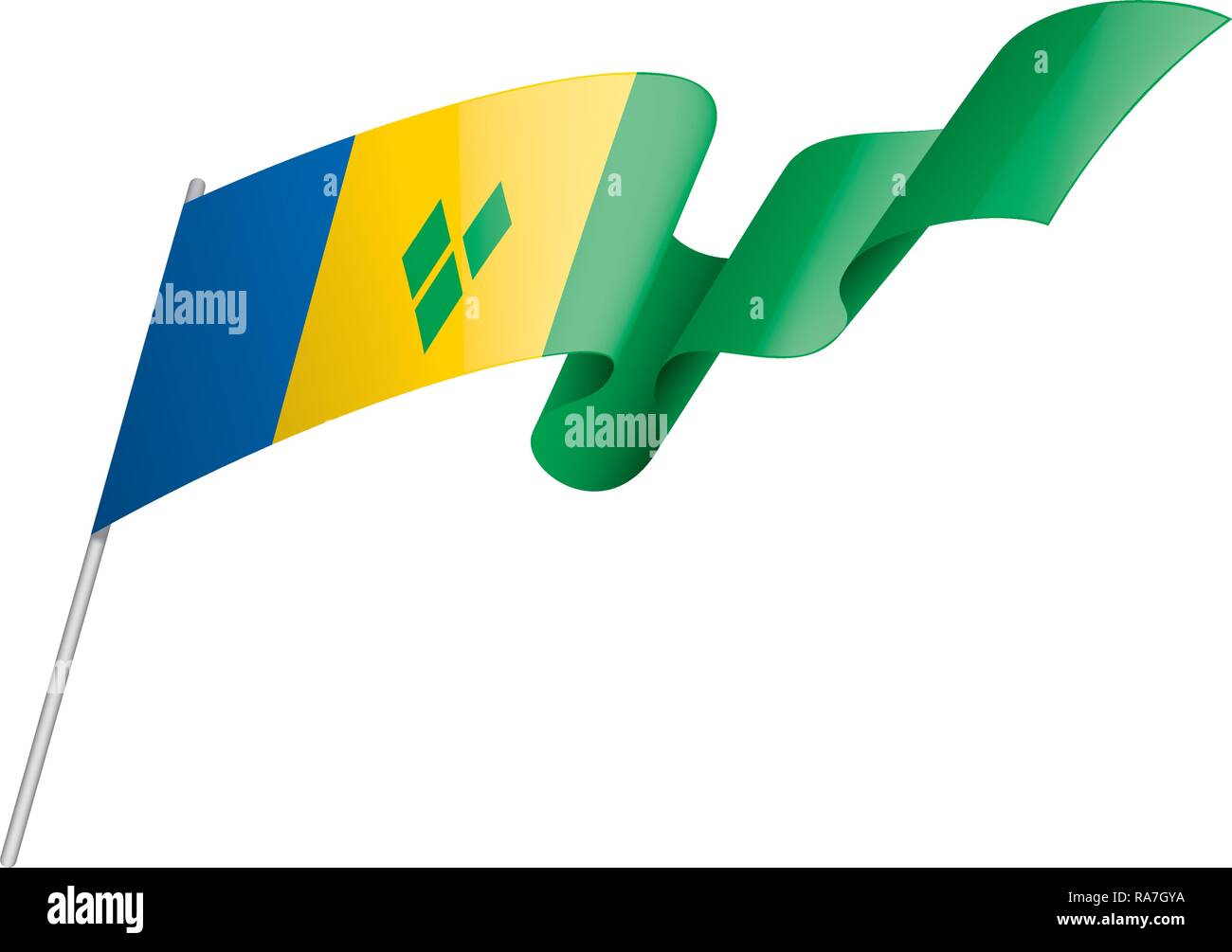 Saint Vincent and the Grenadines flag, vector illustration on a white ...