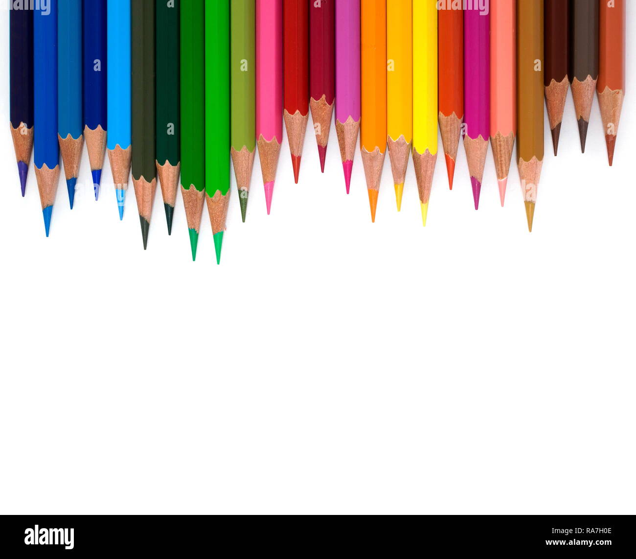 Colored pencils on white background, and space for text or image Stock ...