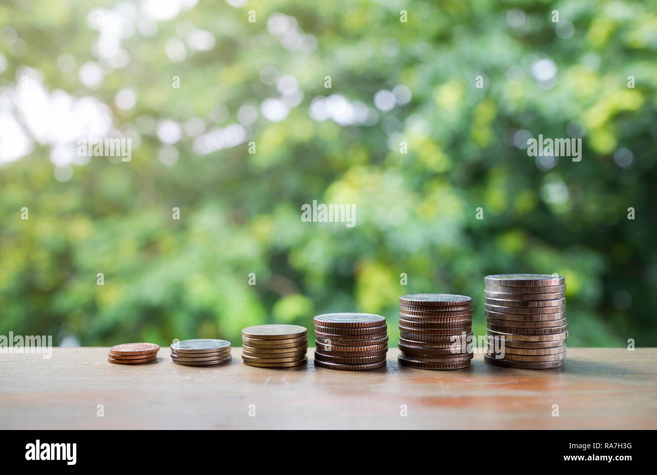 Coins stack, Saving growing up money for business and financial concept ...