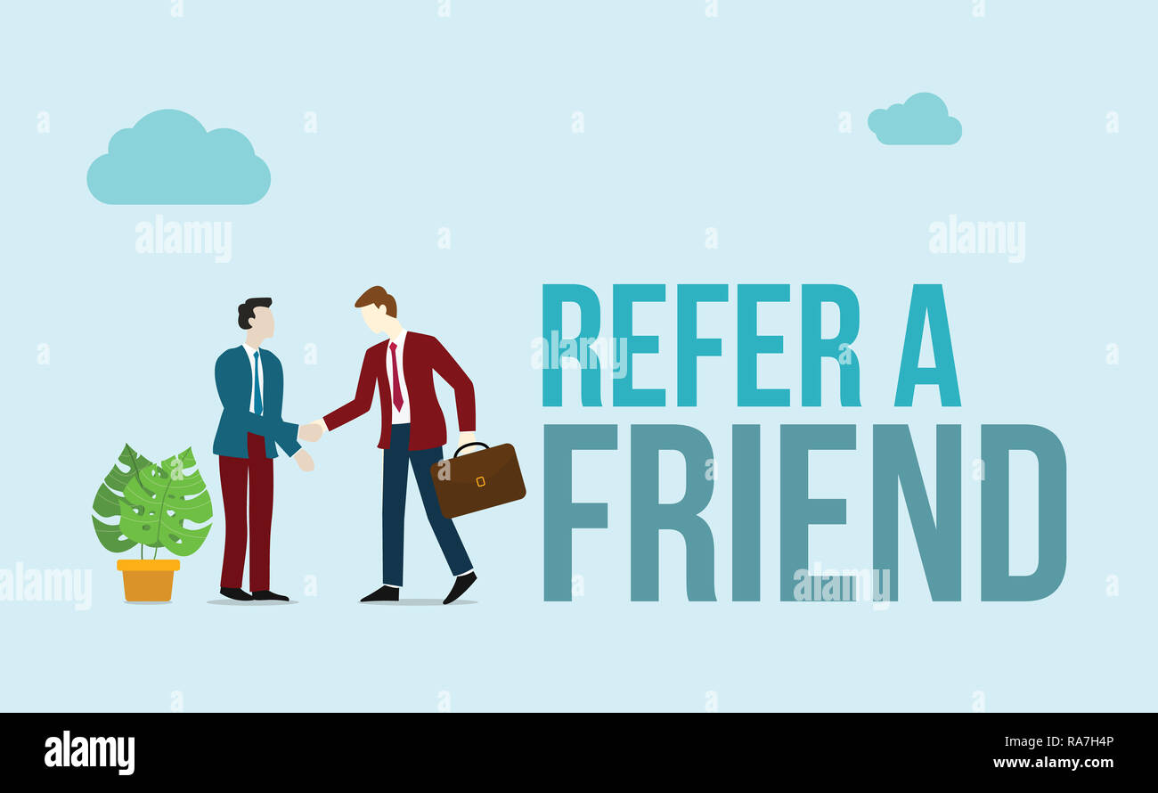 refer a friend concept with word of text and business character people ...