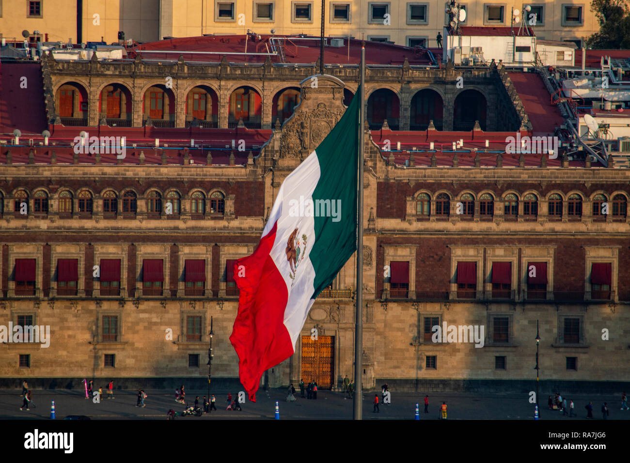 The Mexican flag at Zocalo in Mexico City, Mexico Stock Photo - Alamy