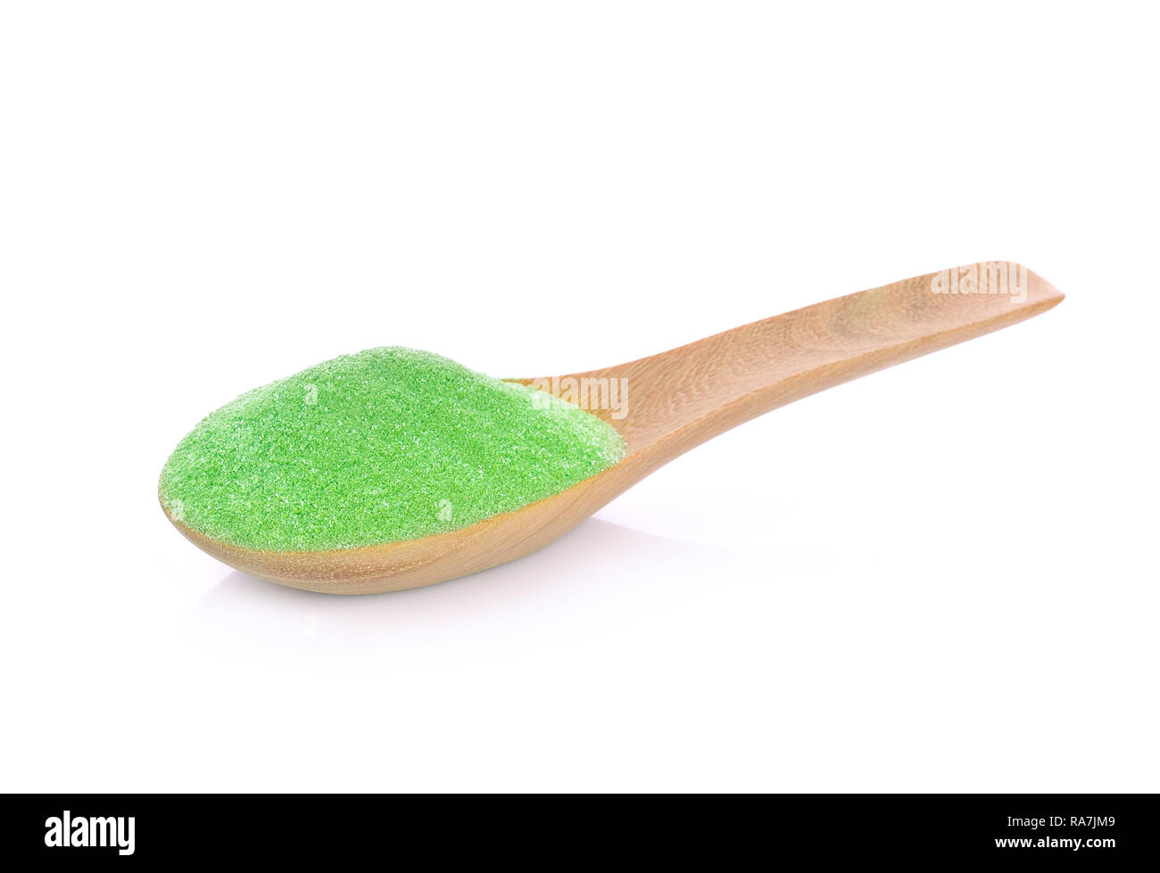 powder green tea with bamboo spoon isolated on white background Stock ...