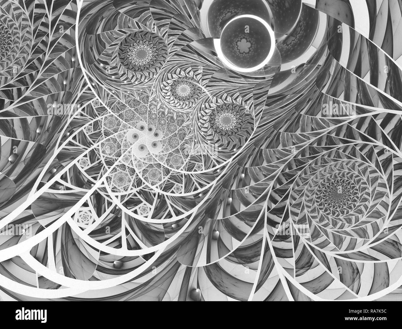 Elegant floral fractal design Black and White Stock Photos & Images - Alamy