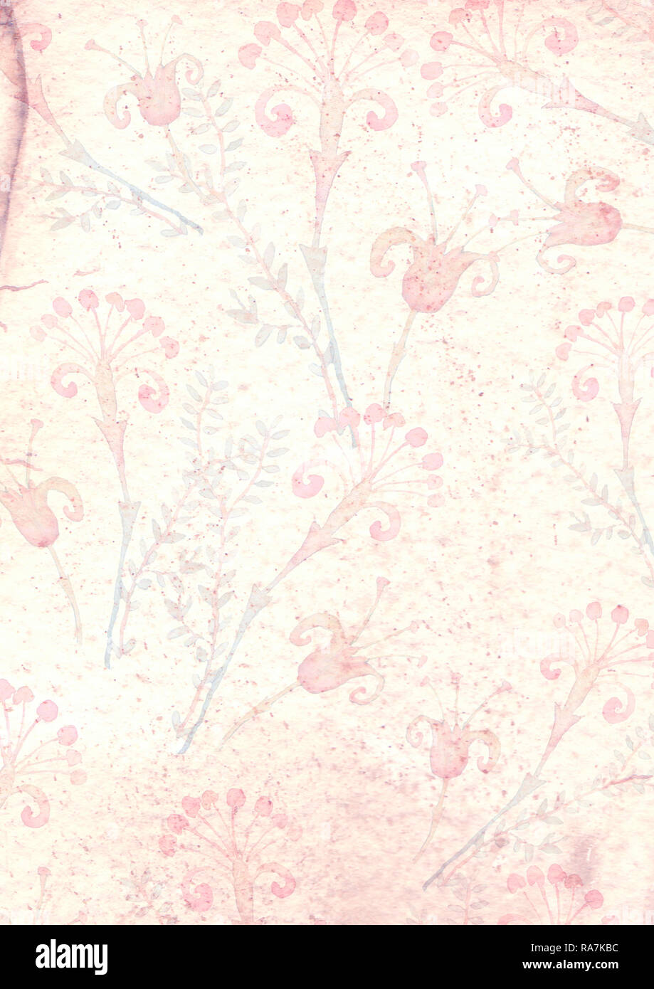 Hand drawn back postcard with flowers Stock Photo - Alamy