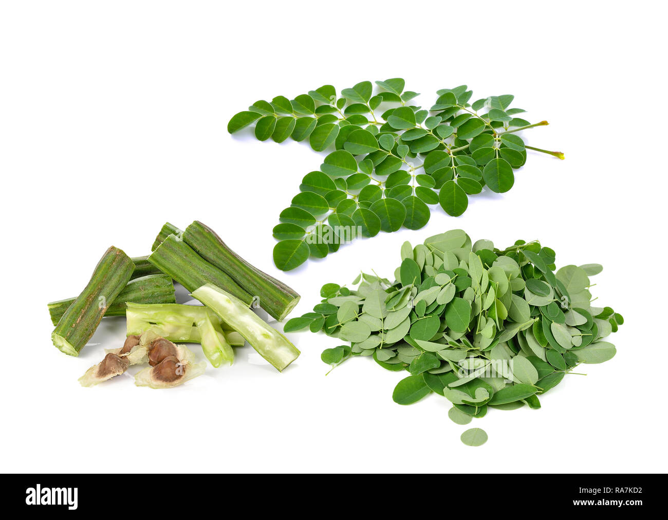 Moringa on white background Stock Photo - Alamy