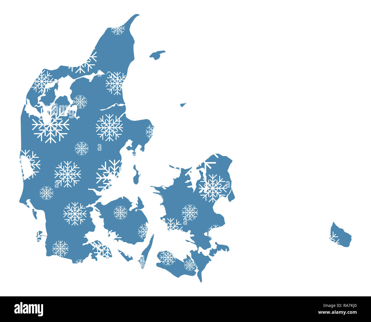 Map of Denmark with snowflakes Stock Photo - Alamy
