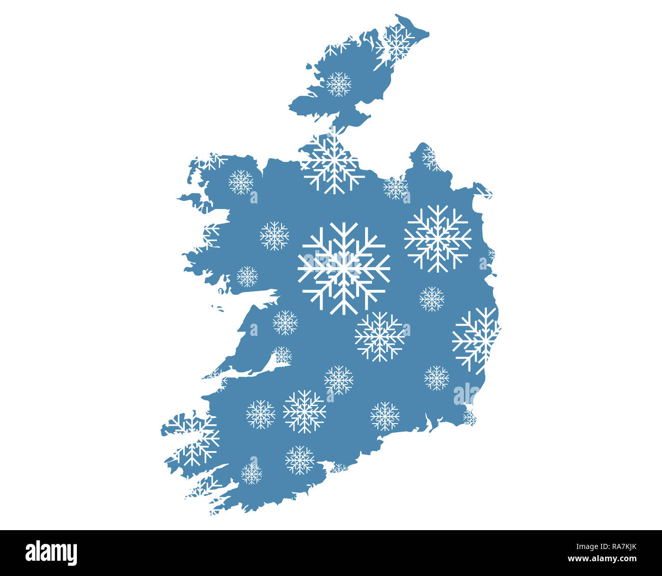Map of Ireland with snowflakes Stock Photo - Alamy