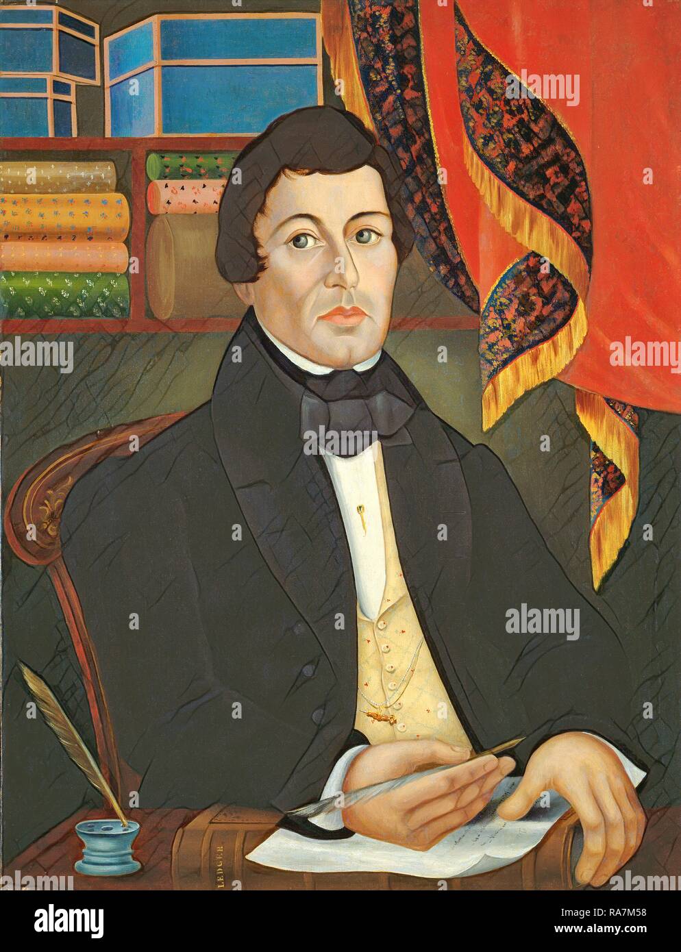 American 19th Century, Textile Merchant, c. 1840, oil on canvas ...