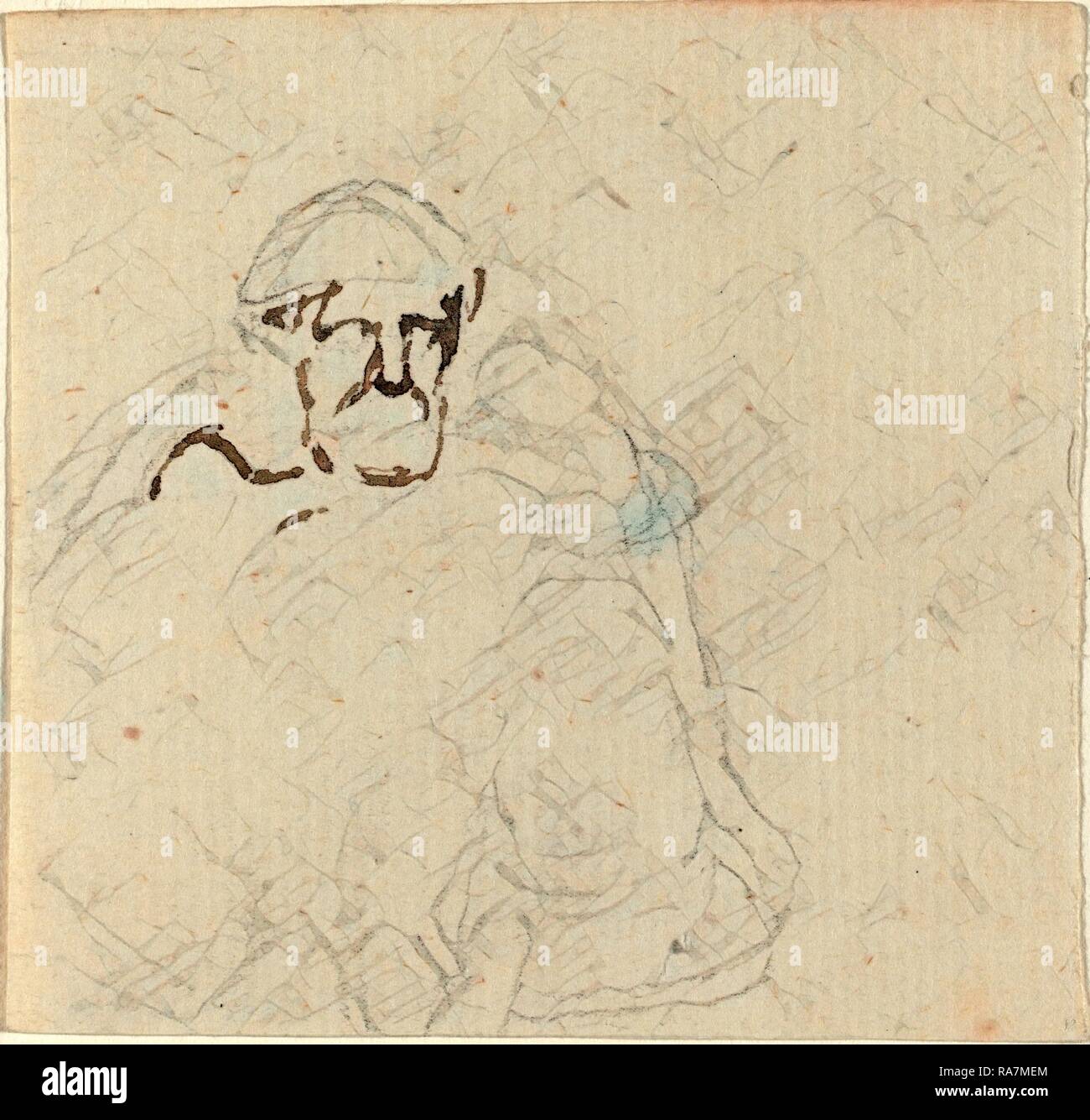 John Flaxman, British (1755-1826), Bearded Figure, pen and brown ink ...