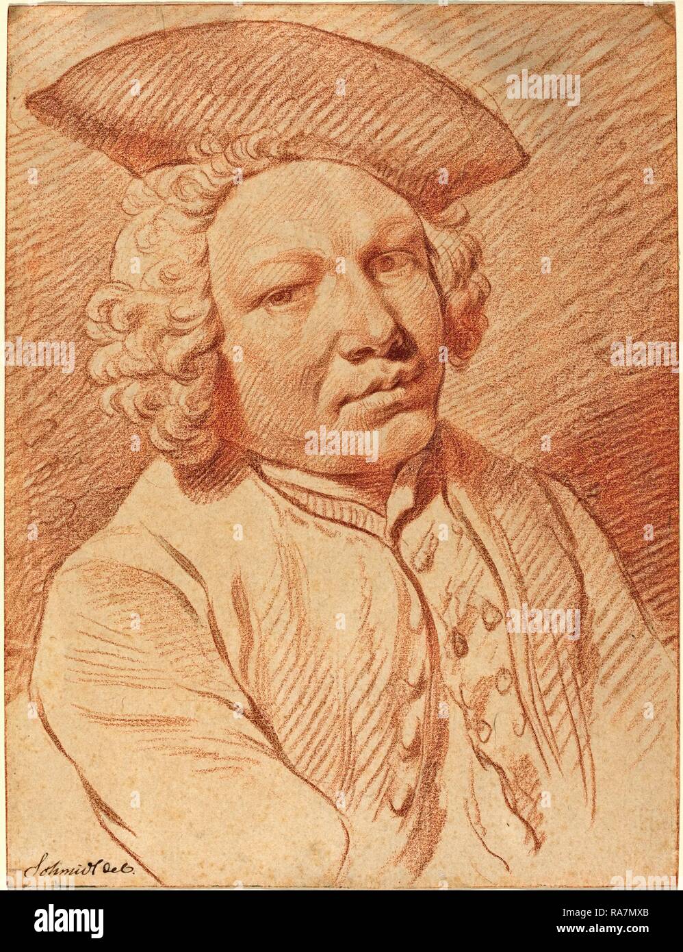 Georg Friedrich Schmidt, German (1712-1775), Portrait of a Man in a Tricorn Hat, red chalk on ...