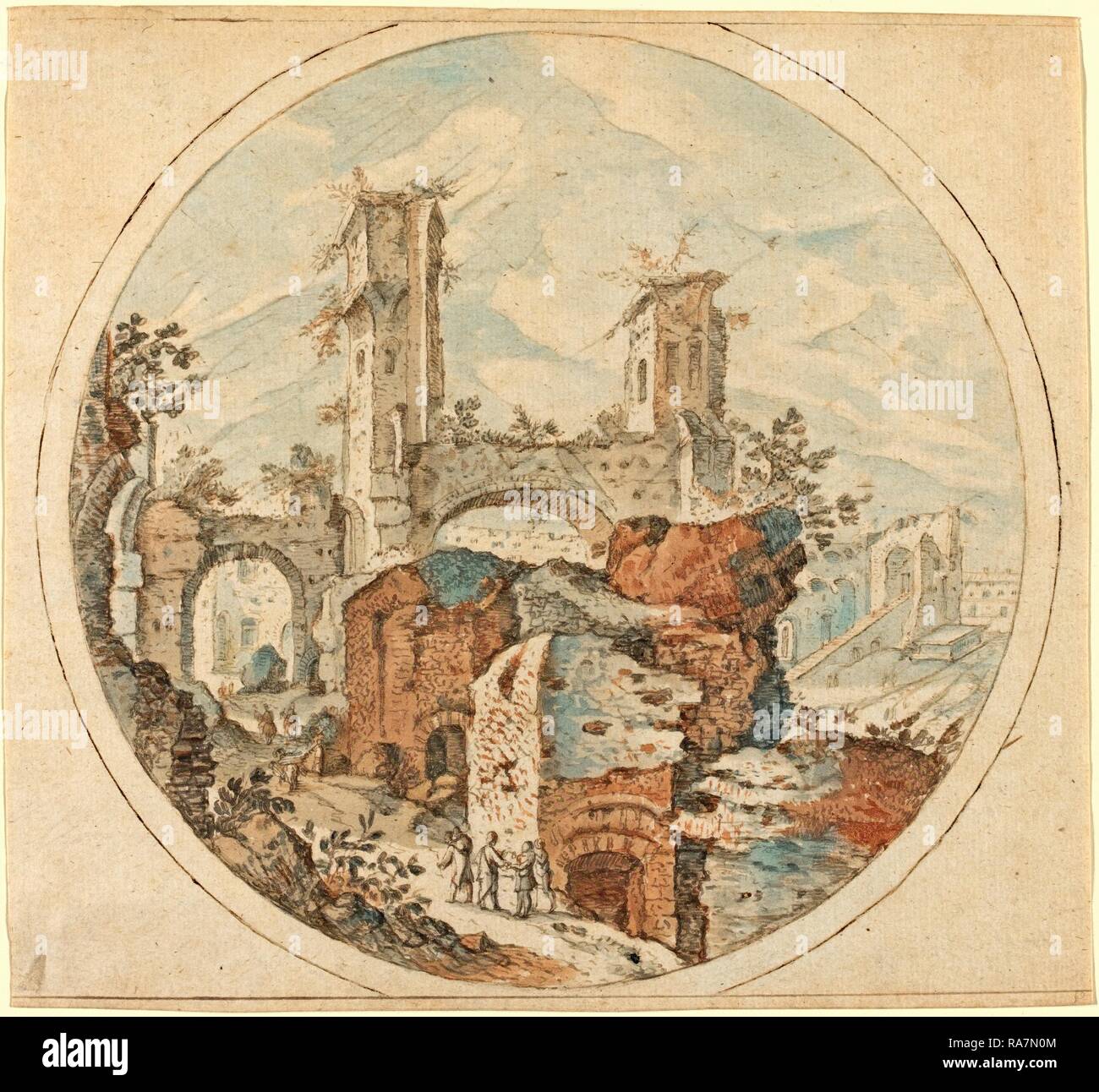 Pieter Stevens, Flemish (c. 1567-1624 or after), Travellers among Roman ...