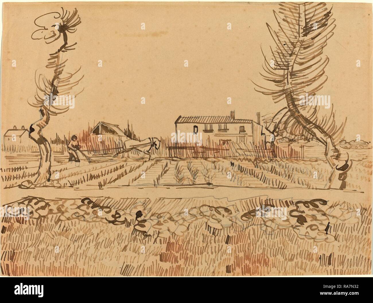 Vincent van Gogh, Dutch (1853-1890), Ploughman in the Fields near Arles ...