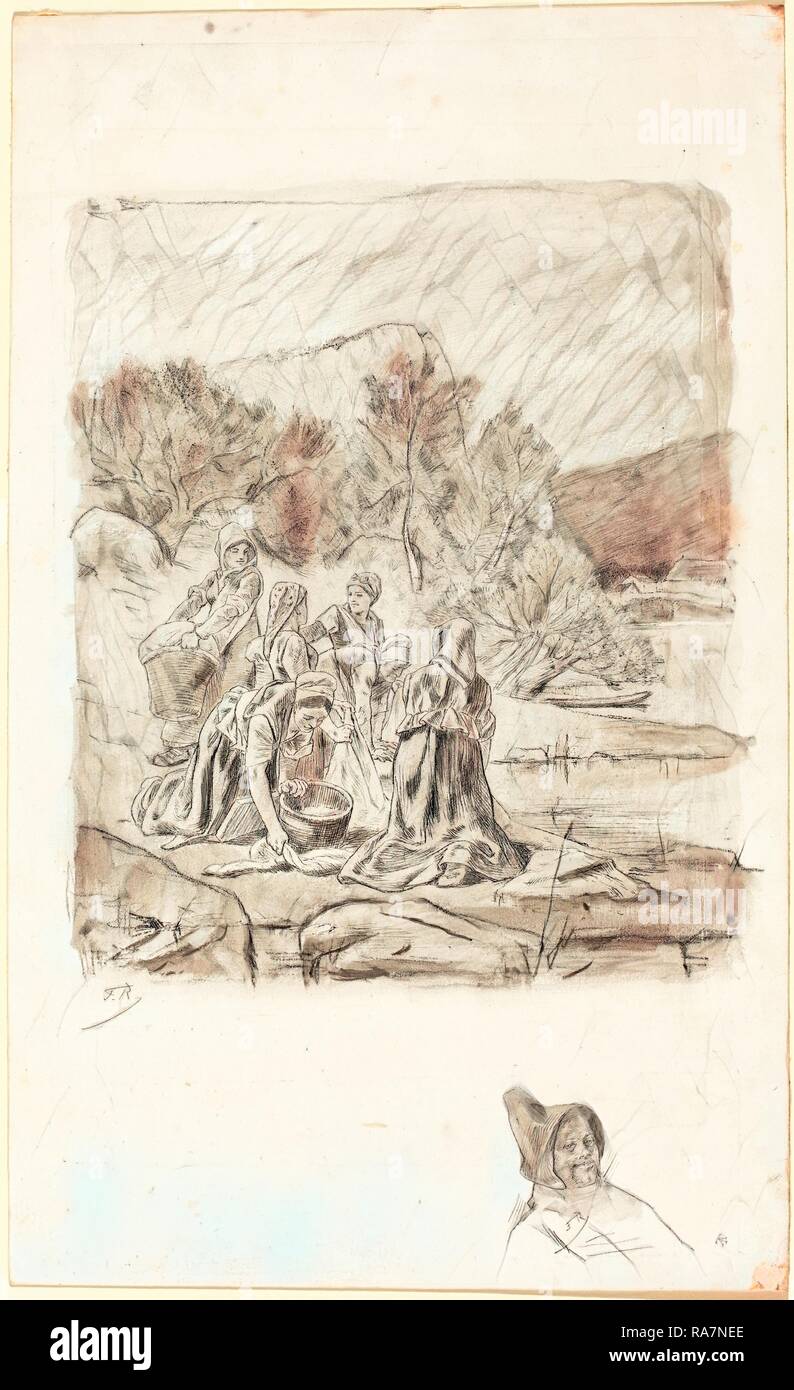 Félicien Rops (Belgian, 1833-1898), Washerwomen, c.1884-1887 ...