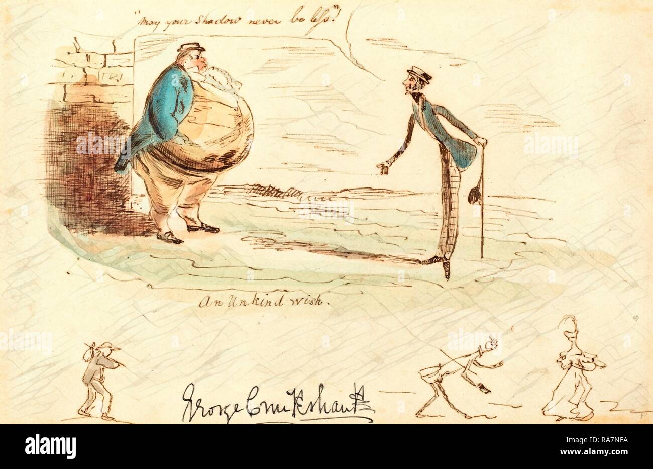 George Cruikshank, British (1792-1878), An Unkind Wish, c. 1833, pen ...