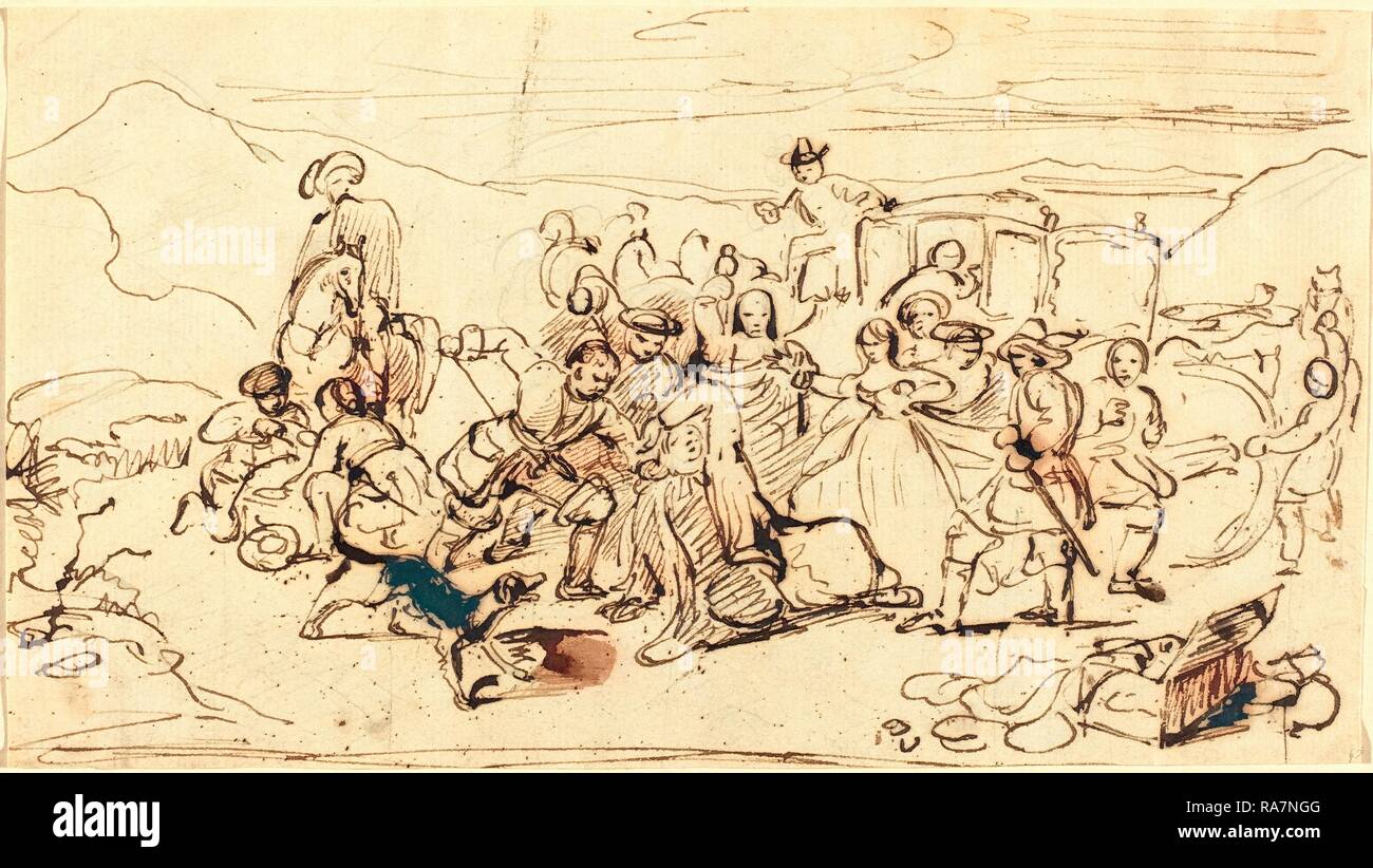 Sir David Wilke (Scottish, 1785-1841), A Stage Coach Robbery, c. 1820 ...