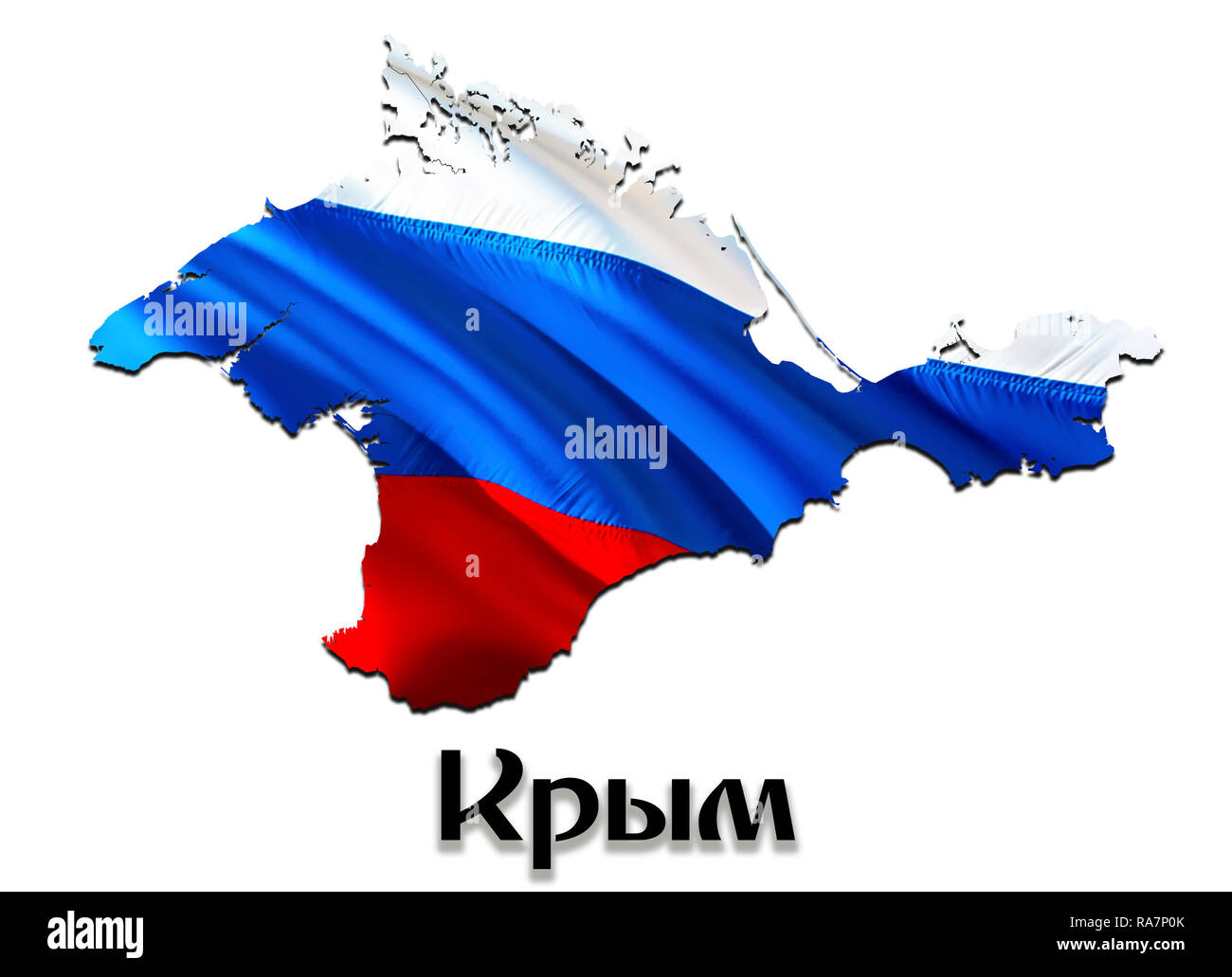 Flag Map of Crimea. 3D rendering Russia Crimea map and flag. The ...