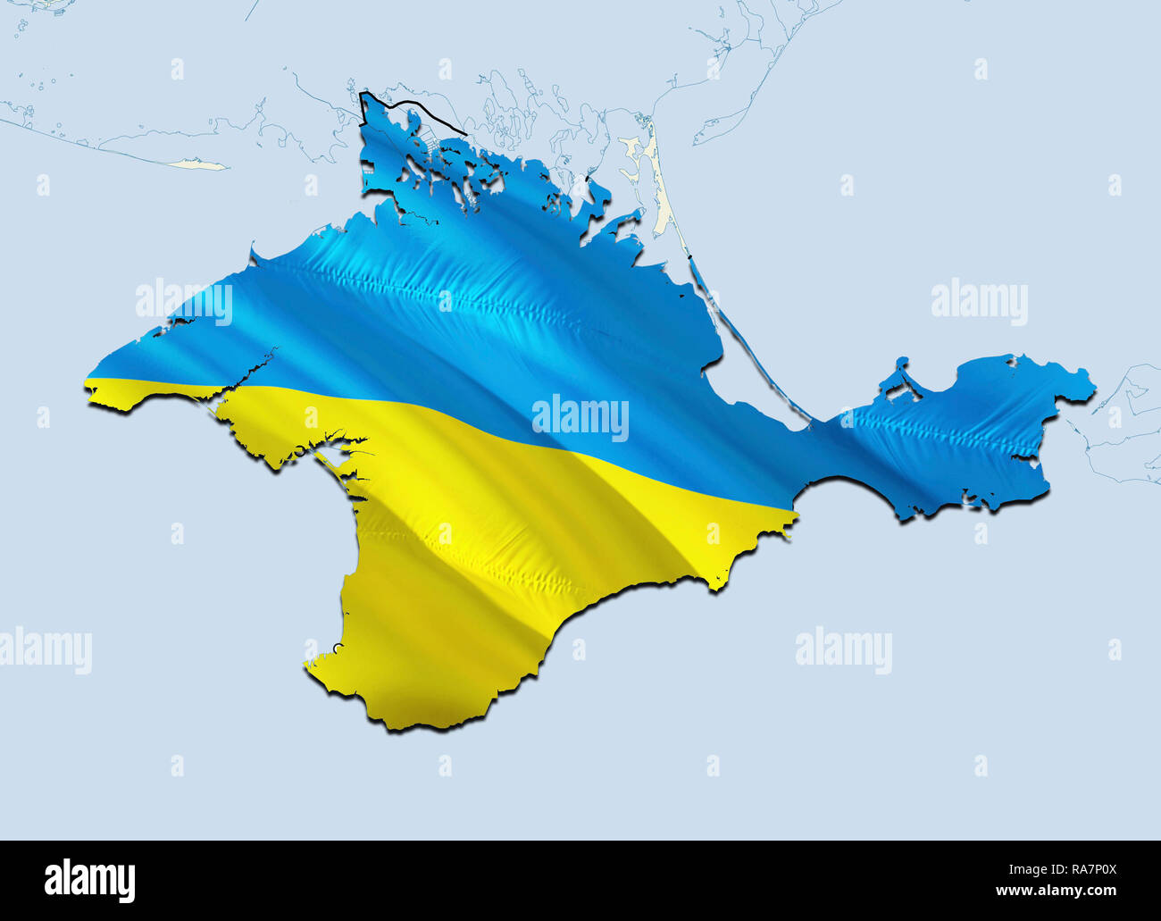 Flag Map of Crimea. 3D rendering Ukraine Crimea map and flag. The ...