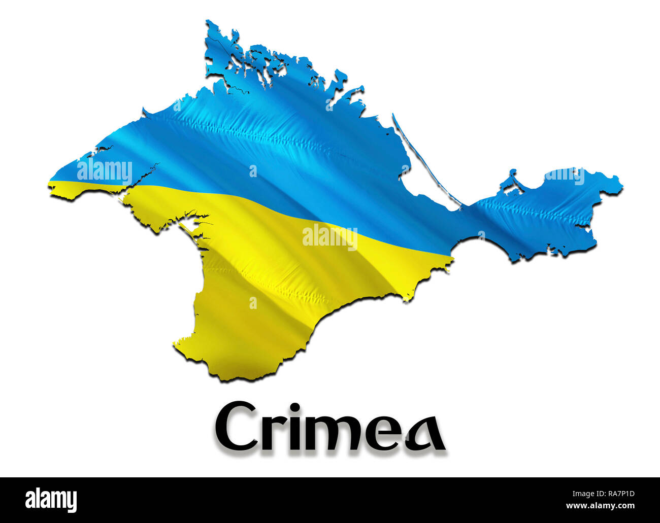 Flag Map of Crimea. 3D rendering Ukraine Crimea map and flag. The ...