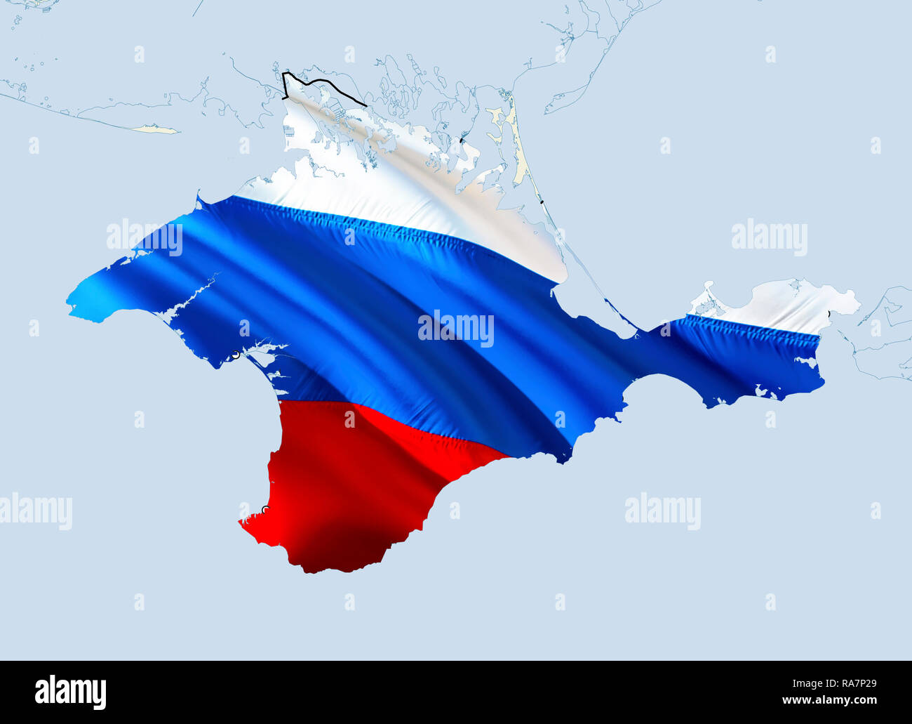 Flag Map of Crimea. 3D rendering Russia Crimea map and flag. The ...
