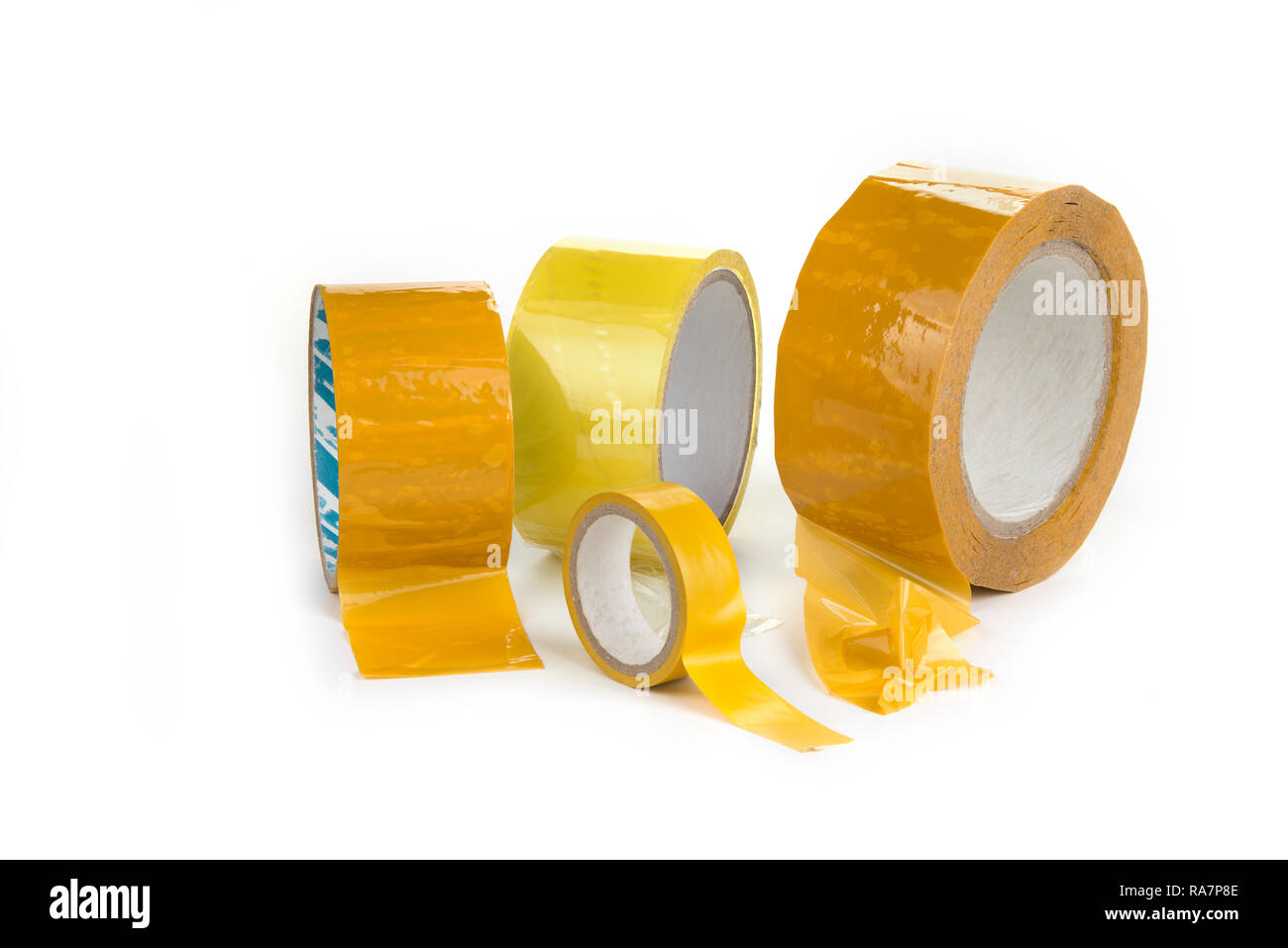 Three rolls of scotch tape on a white Stock Photo - Alamy