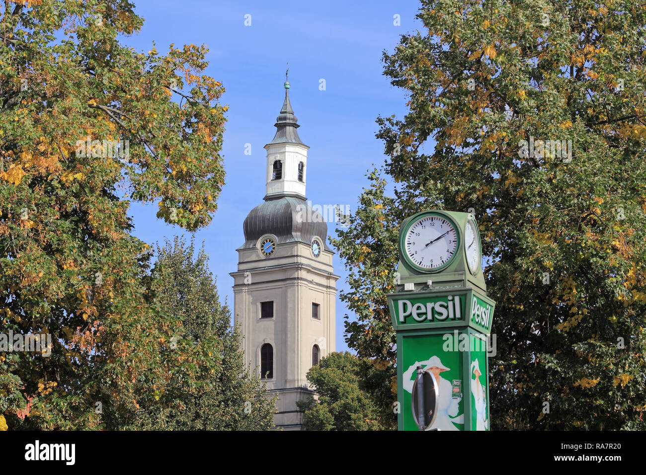 St. Trinity church and Persil-clock in Genthin, Germany Stock Photo - Alamy